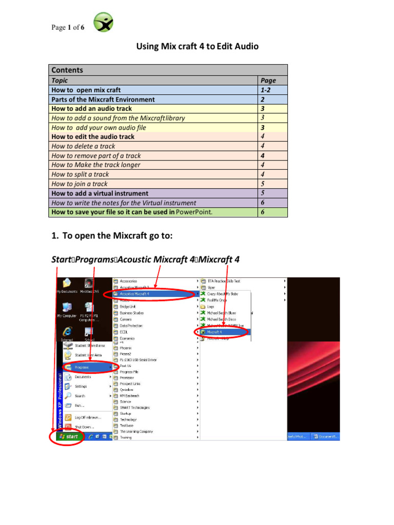 Using Mixcraft To Edit Audio | PDF