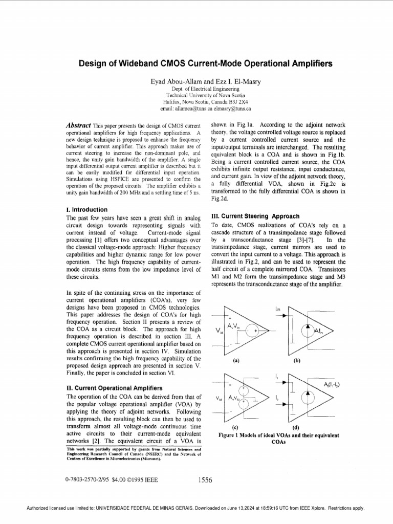 Wideband CMOS Current-Mode Amplifier Design | PDF | Amplifier ...