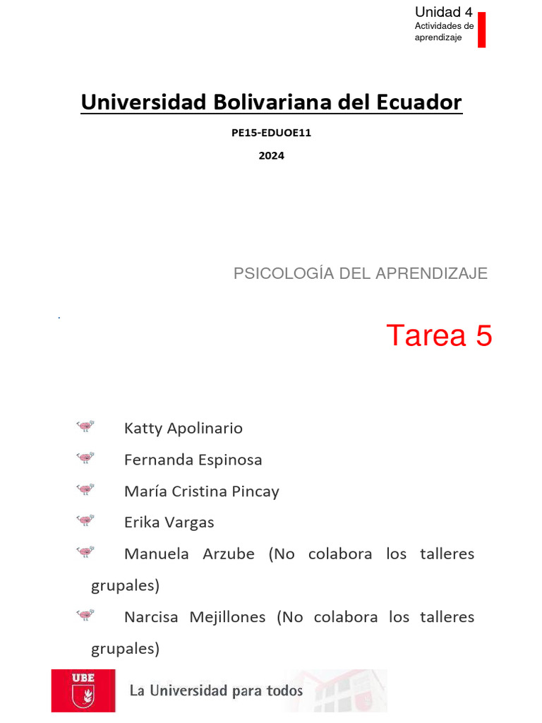 Tarea Practica 5 Grupal Psicología | PDF | Aprendizaje | Motivación