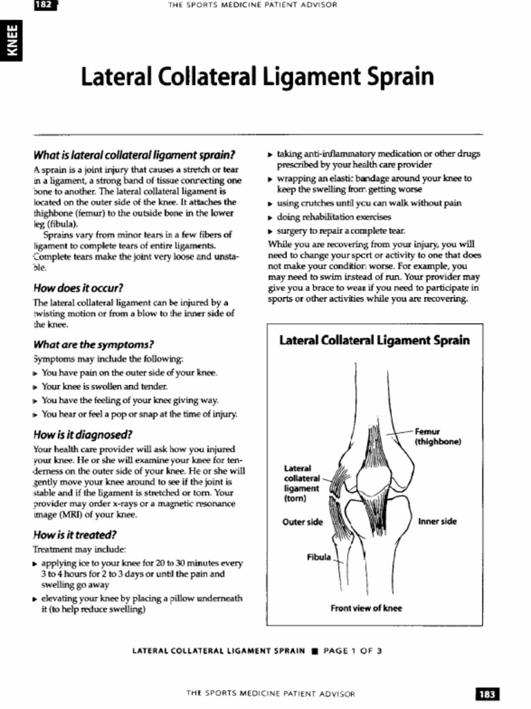 Knee LCL Lateral Collateral Ligament Strain | PDF