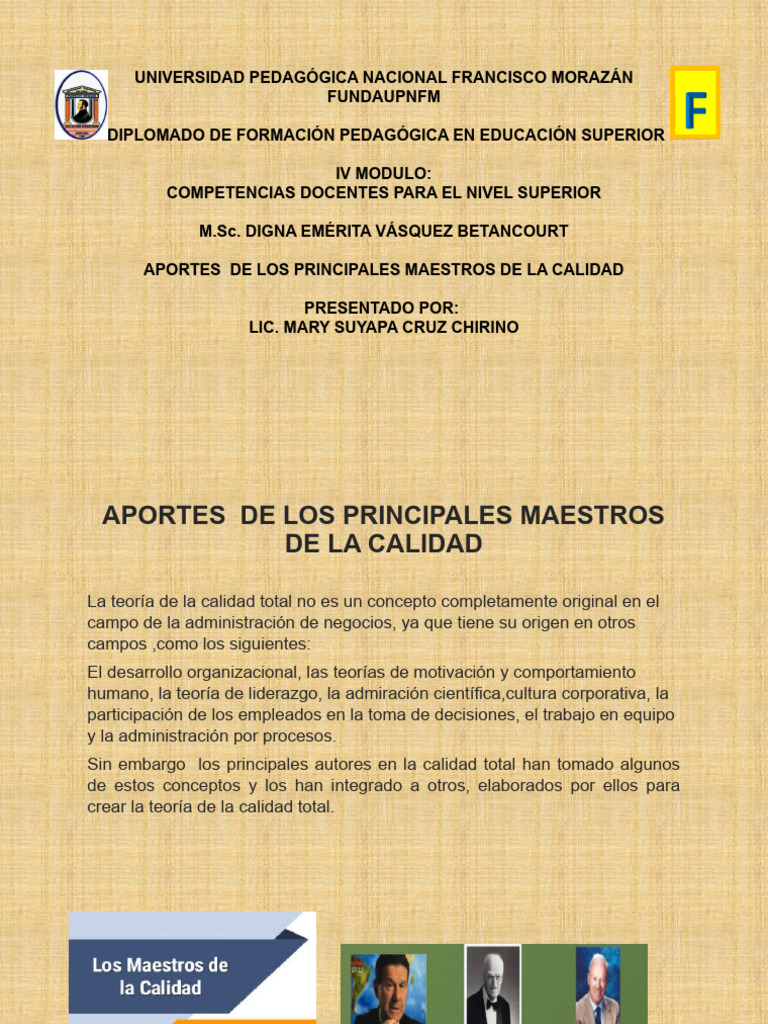 Clase Simulada Aporte de Los Maestros de La Calidad Total | PDF | Calidad (comercial) | Economias