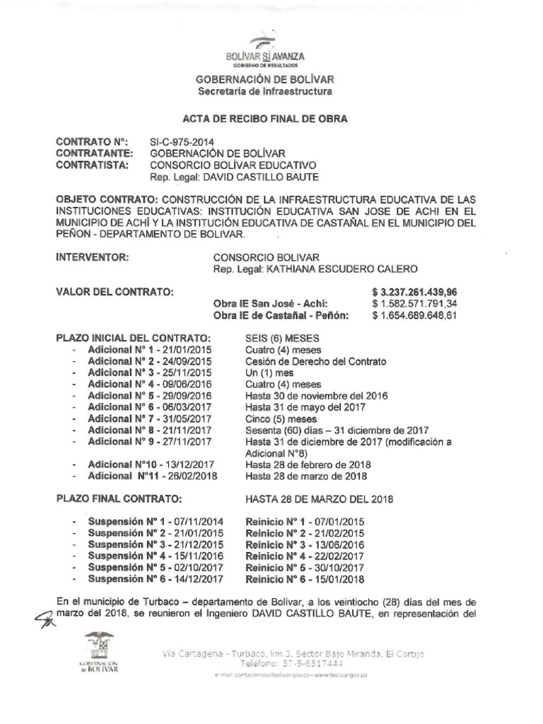 Acta Final de Obra - 975 | PDF