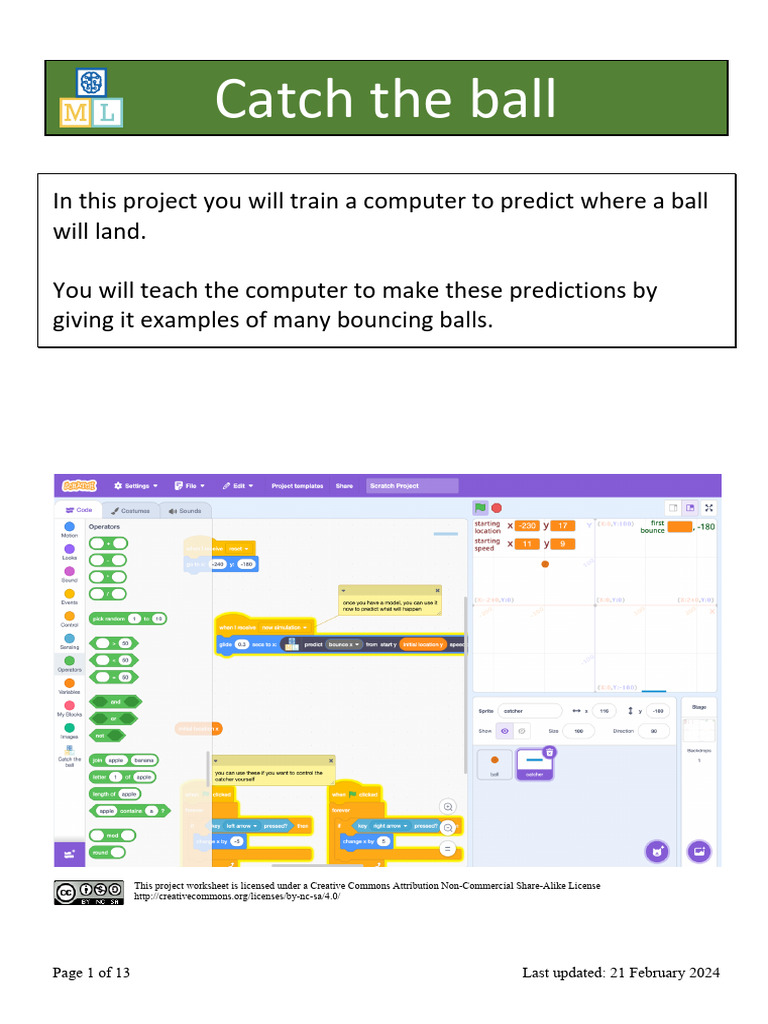 worksheet-catchtheball | PDF | Scratch (Programming Language) | Machine ...
