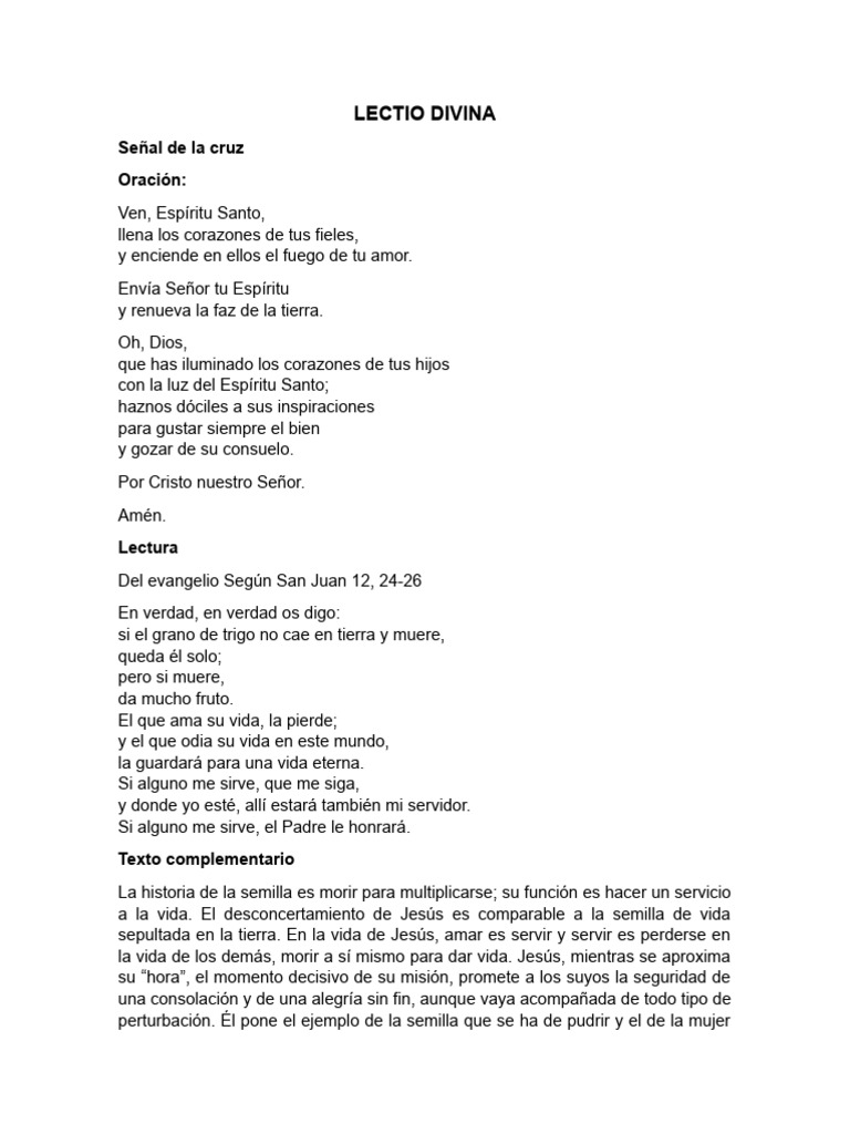 Lectio Divina | PDF | Oración | Dios