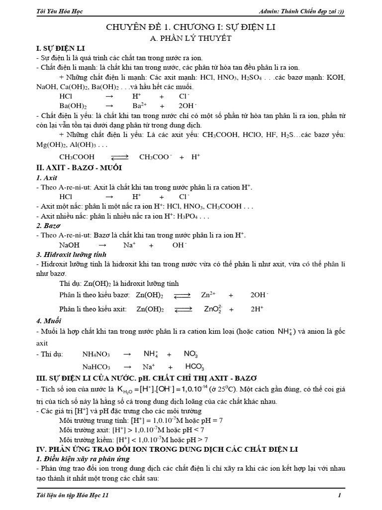 Tai Lieu On Tap Hoc Hoc 11 | PDF