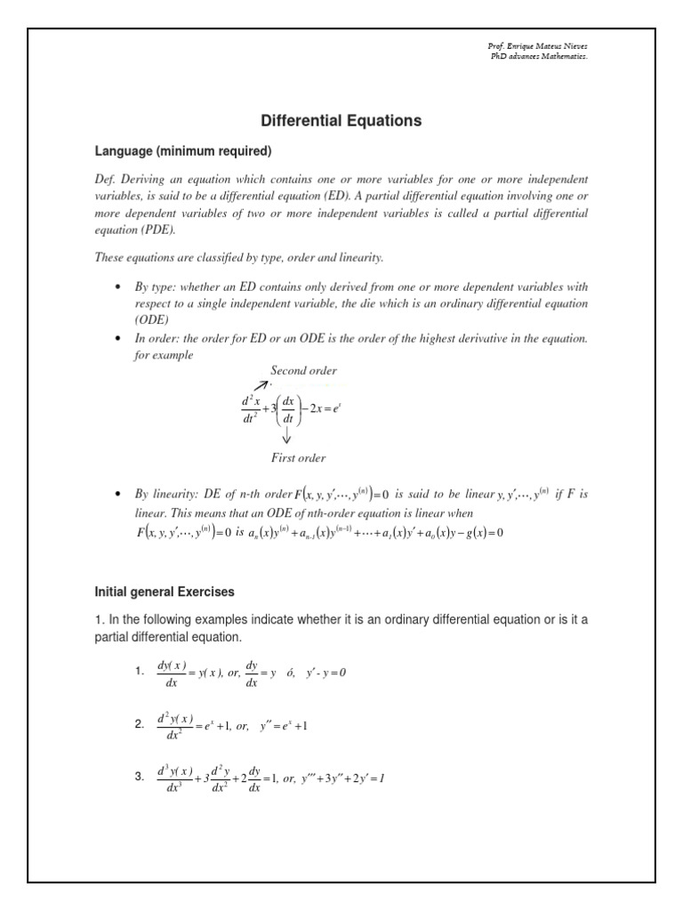 differential_equations first part | PDF | Partial Differential Equation | Equations