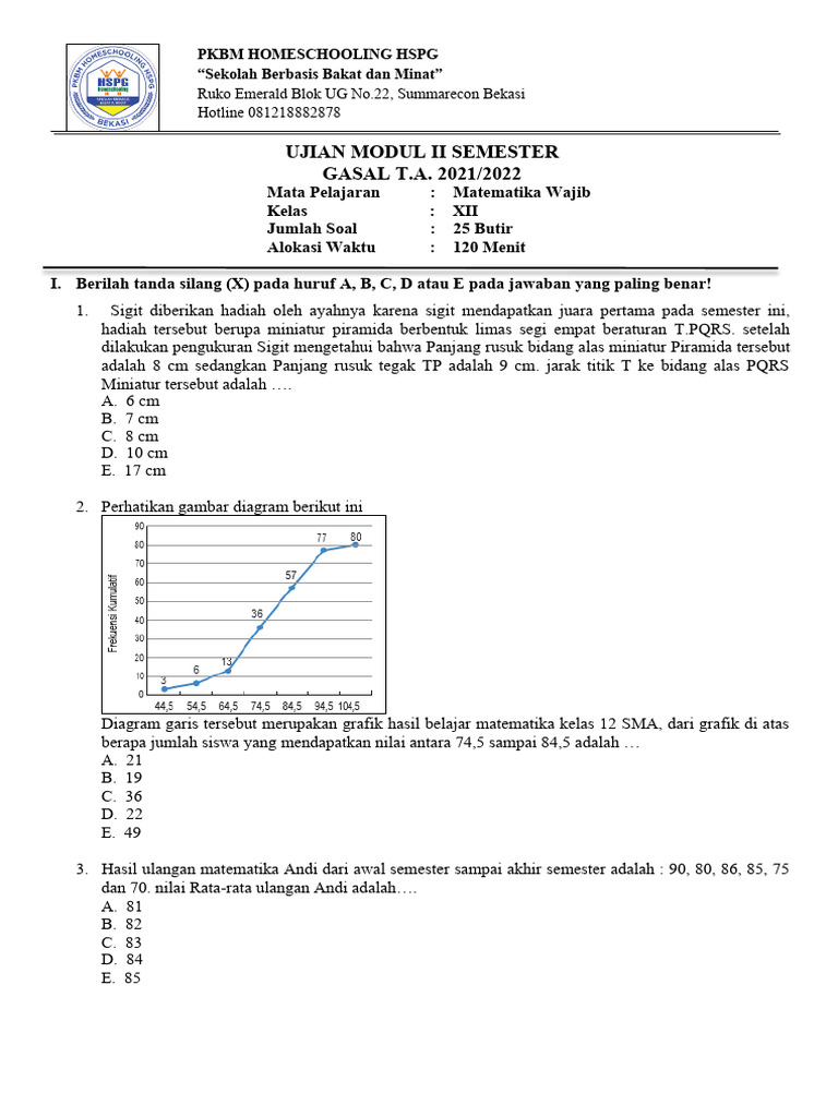 Soal - Matematika Wajib - 12ipaips - Um - Ii | PDF | Metode & Bahan Ajar