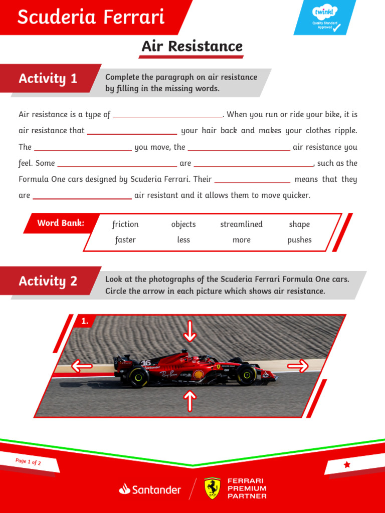 Ca TC 1683804996 Free Scuderia Ferrari f1 Air Resistance Worksheet Ages ...