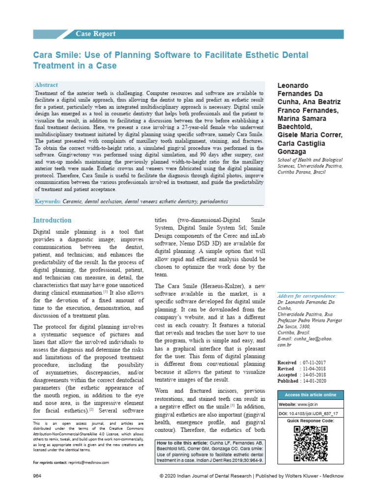 Cara Smile Use of Planning Software To Facilitate Esthetic Dental ...