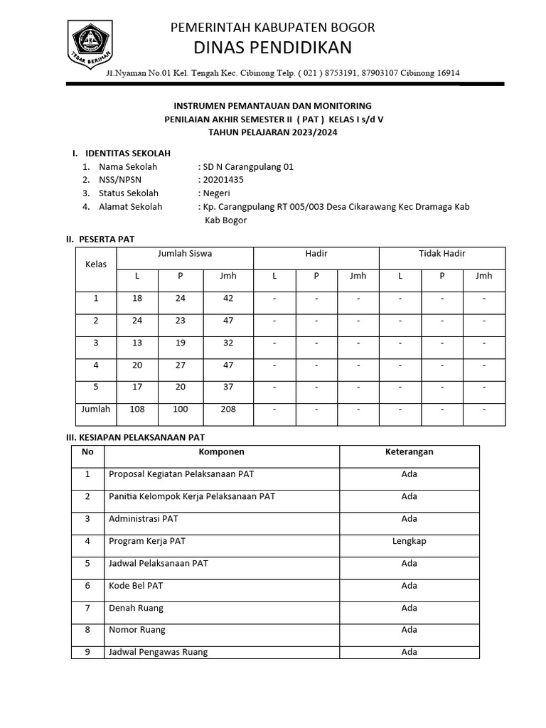 Instrumen PTS 2024 | PDF