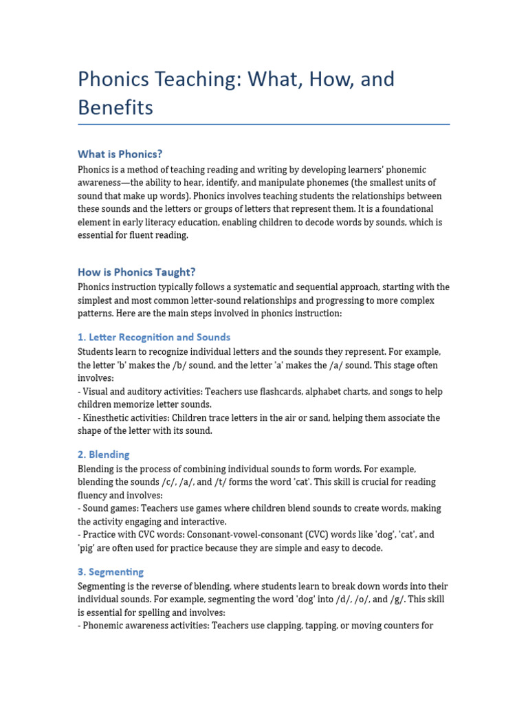 Phonics Teaching Expanded | PDF | Phonics | Literacy