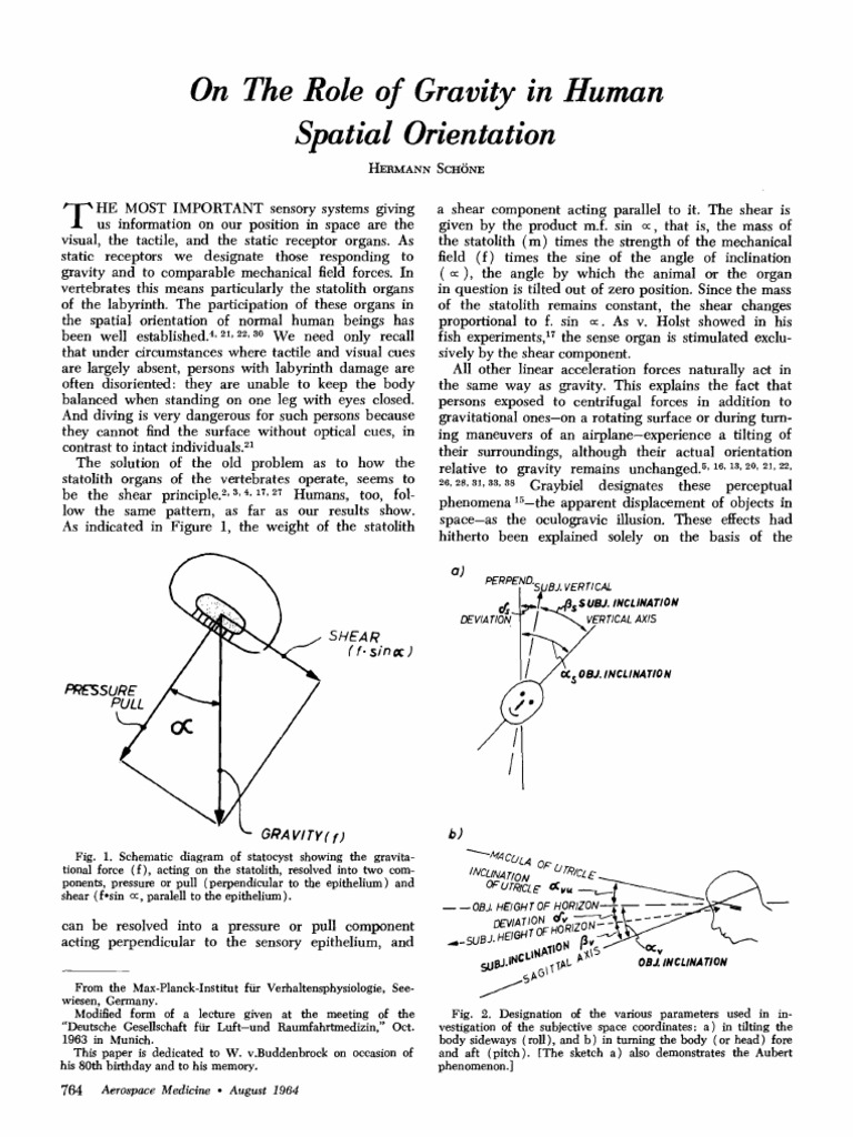 On The Role of Gravity in Human Spatial Or&ntation: VL.,R, On L | PDF ...