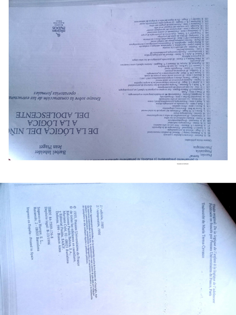 Inhelder y Piaget (1996) Pensamiento Formal | PDF