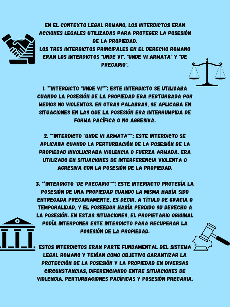 En El Contexto Legal Romano, Los Interdictos Eran Acciones Legales ...
