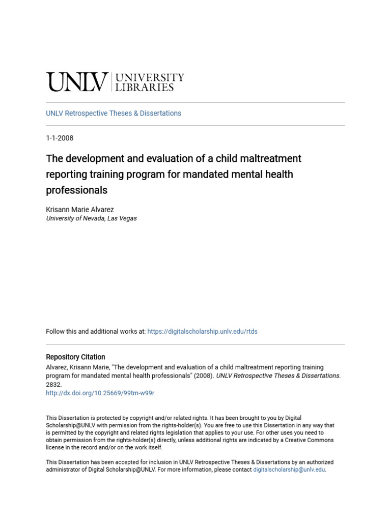 The Development and Evaluation of A Child Maltreatment Reporting | PDF | Child Abuse | Child ...