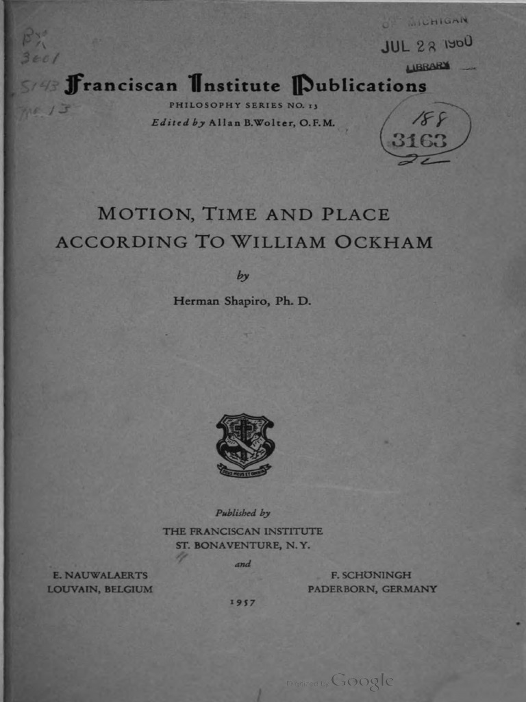 Motion Time and Place According To William Ockham | PDF | Metaphysics ...