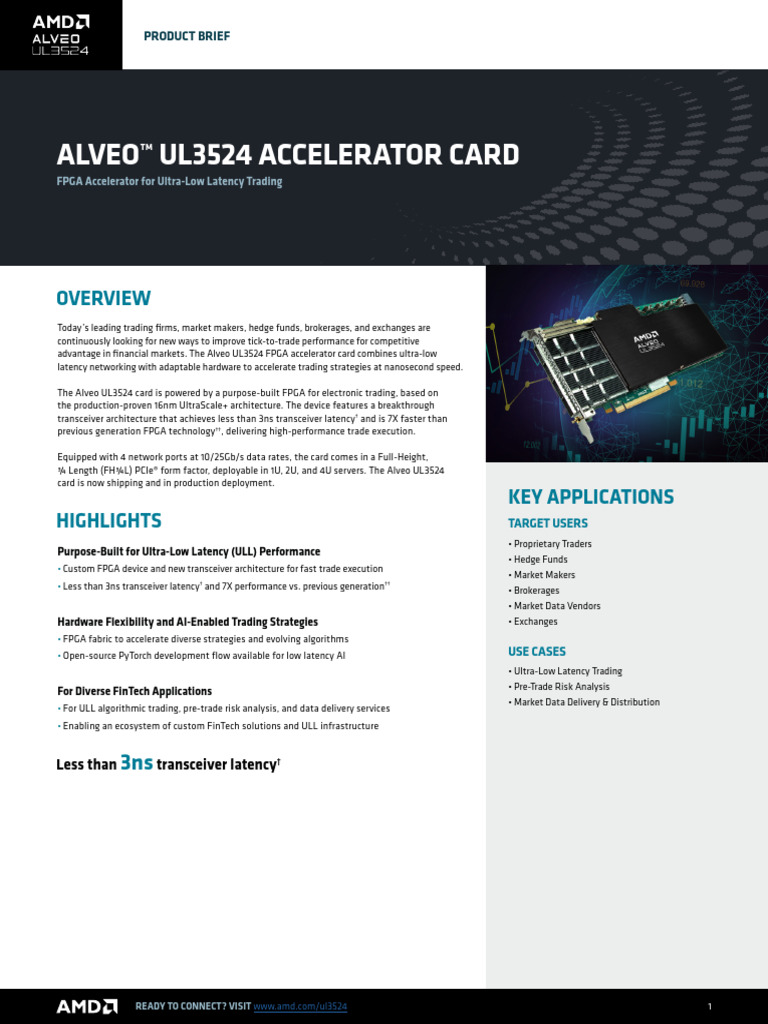 Product Brief UL3524 Alveo Accelerator Card | PDF | Field Programmable Gate Array | Algorithmic ...