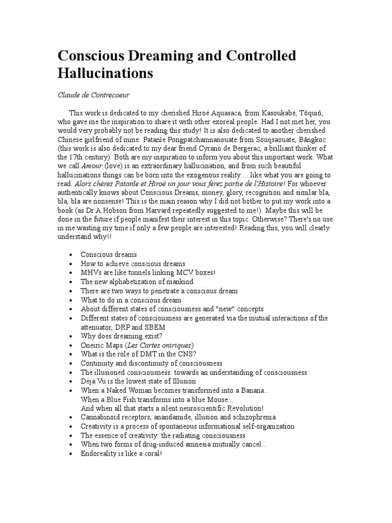 Conscious Dreaming and Controlled Hallucinations | PDF | Dream ...