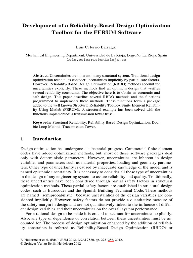 RBDO Toolbox for FERUM Software | PDF | Mathematical Optimization ...