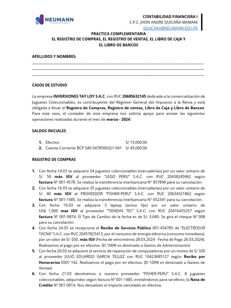 Lección Complementaria 03 - Practica Calificada | PDF | Contabilidad | Pagos