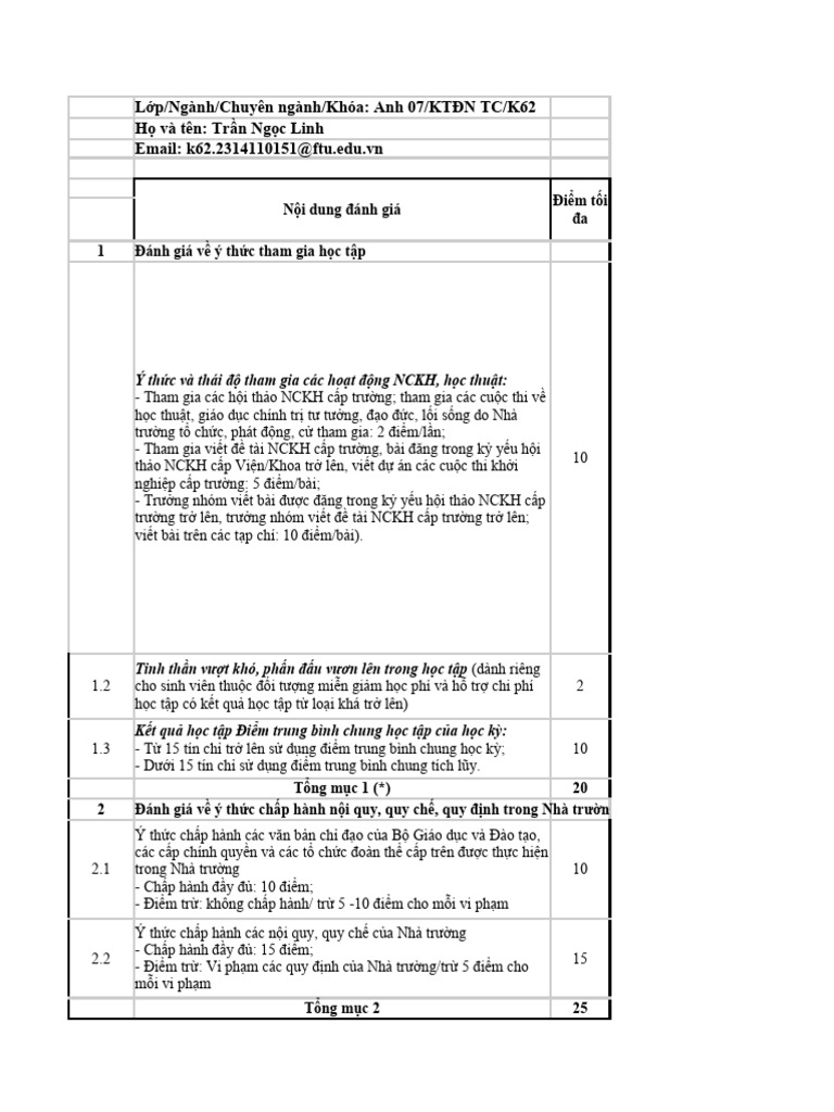 Phiếu Đgkqđrl Hki 2023-2024 | PDF