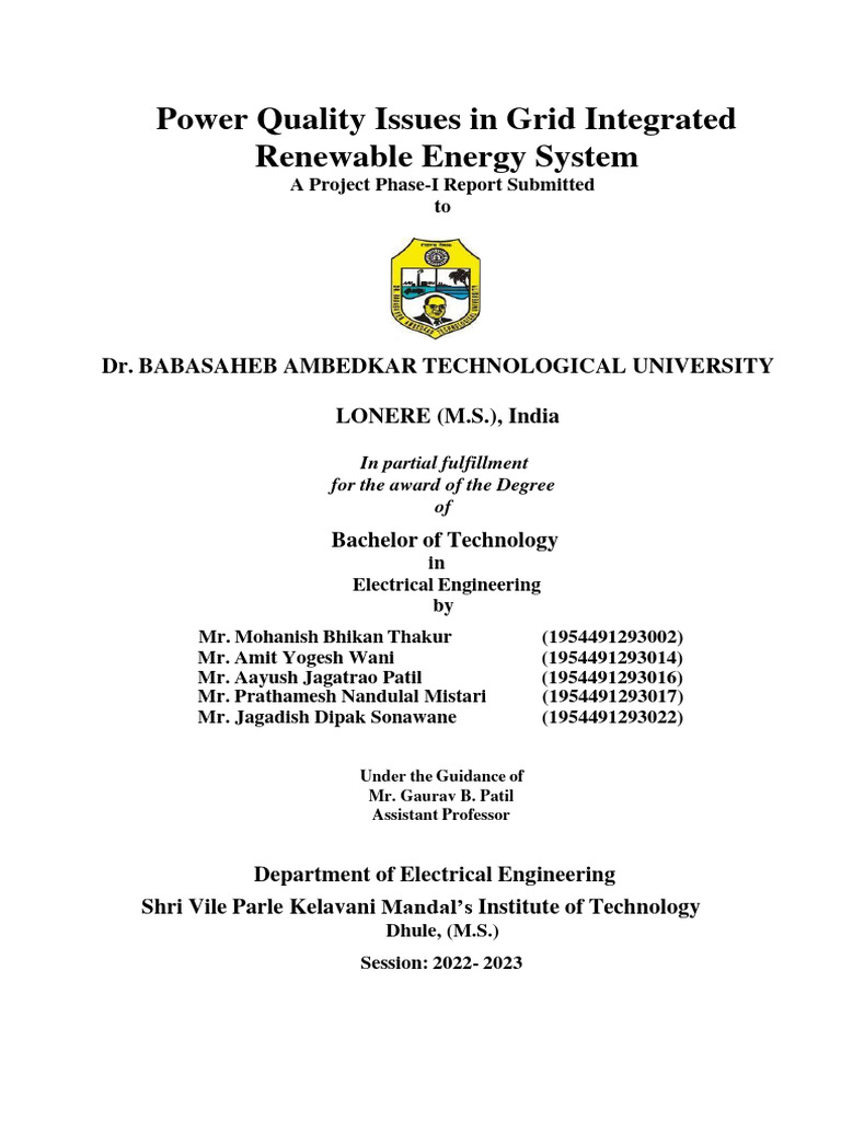 project report format | PDF | Photovoltaics | Photovoltaic System