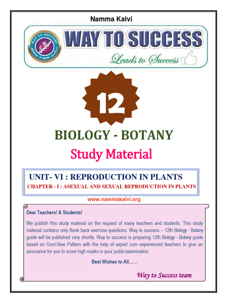 Namma Kalvi 12th Bio-Botany Chapter 1 Study Material em | PDF | Flowers ...