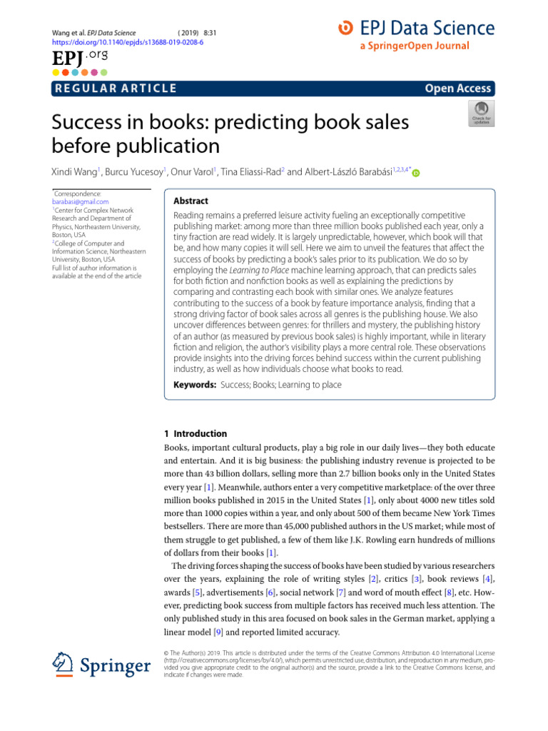 Success in Books: Predicting Book Sales Before Publication ...