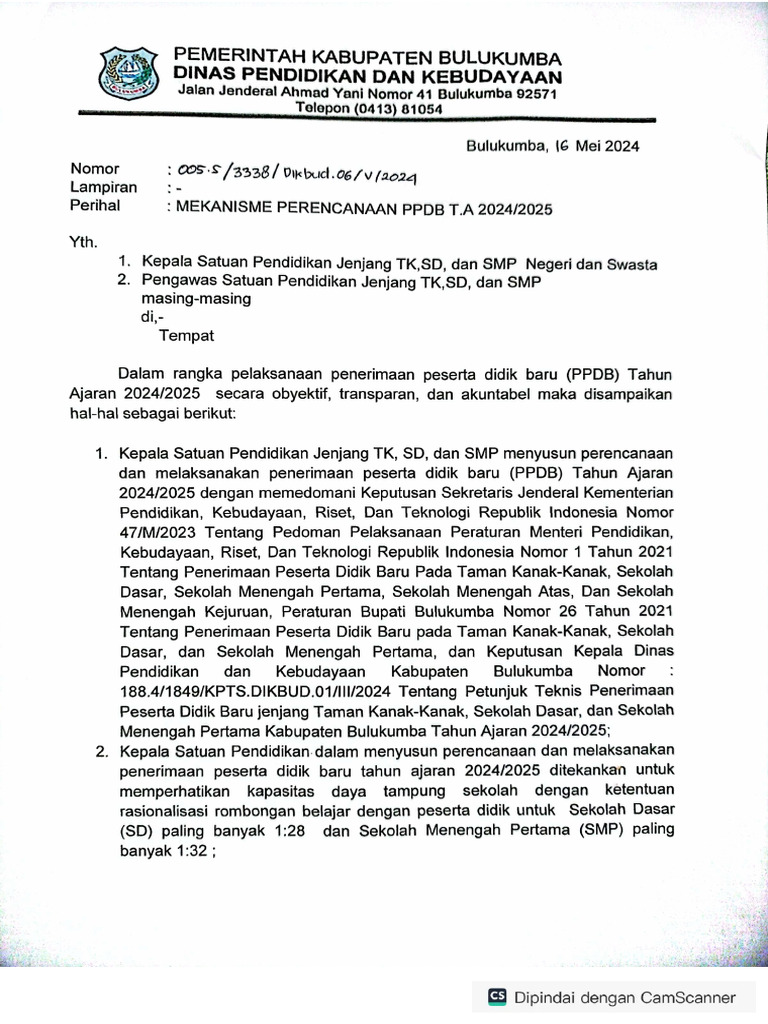 Surat Penegasan PPDB 2024 | PDF