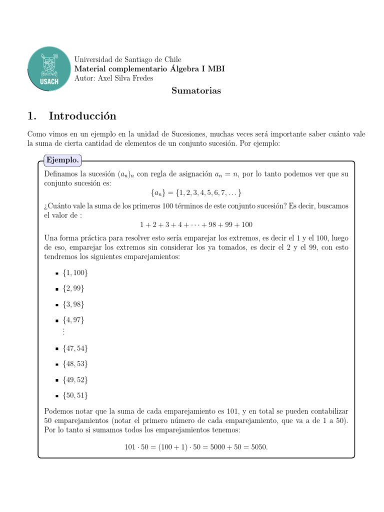 Sumatorias en Álgebra I MBI | PDF | Secuencia | Matemáticas