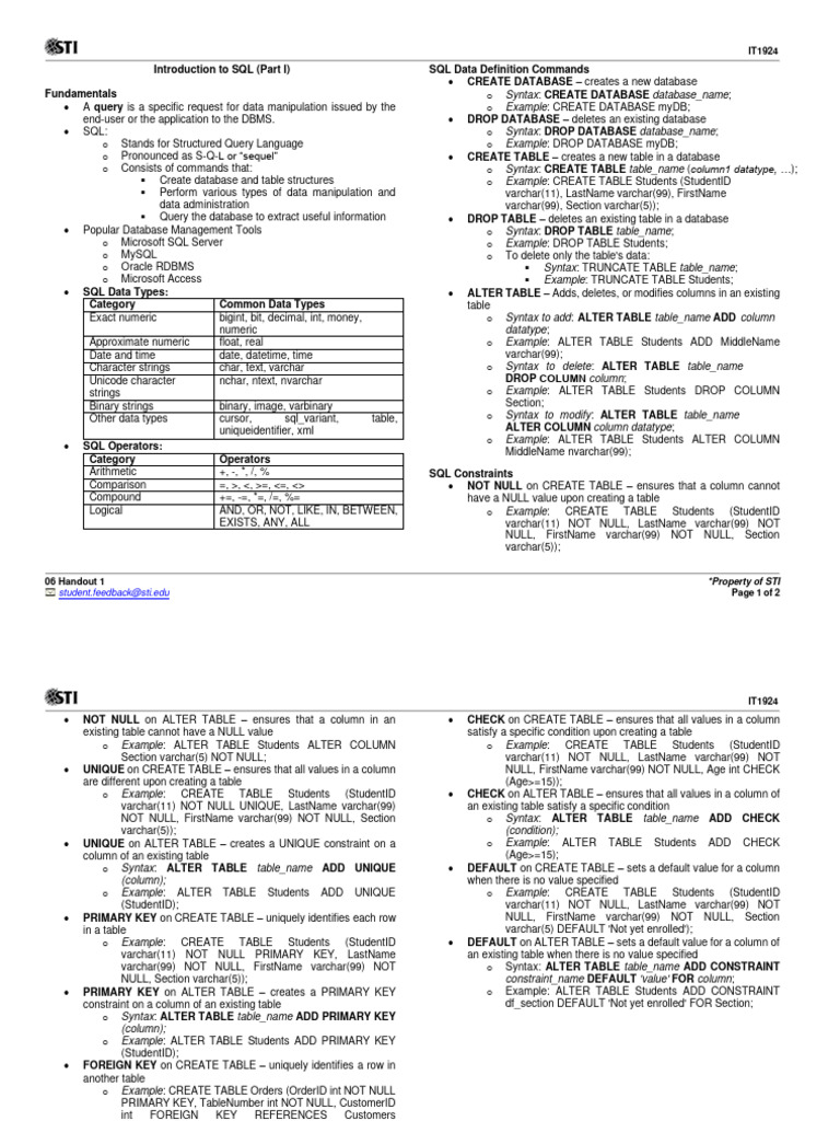 06 Handout 170 | PDF | Databases | Sql