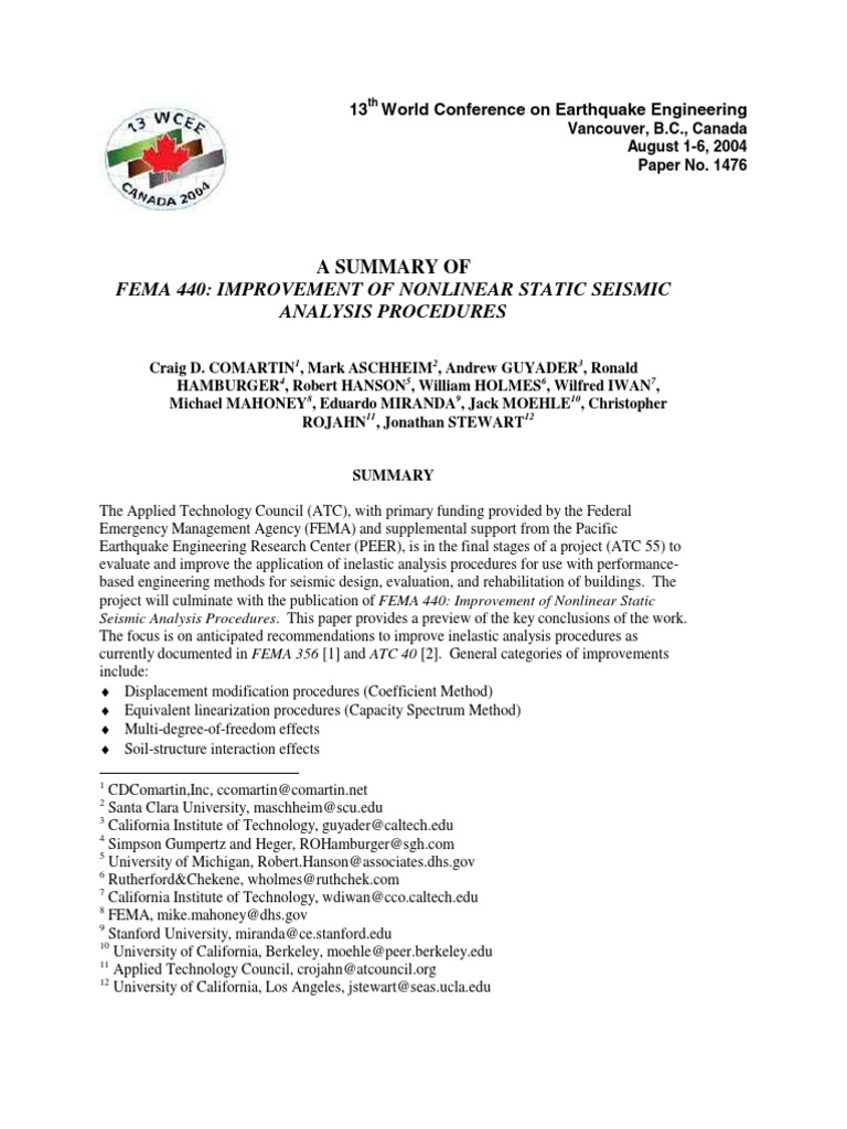 Fema 440 | PDF | Strength Of Materials | Earthquake Engineering