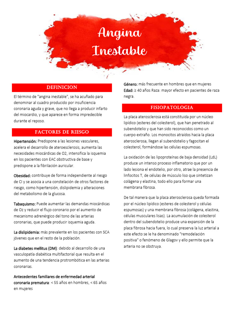 Angina Inestable | PDF | Endotelio | Enfermedades y trastornos humanos