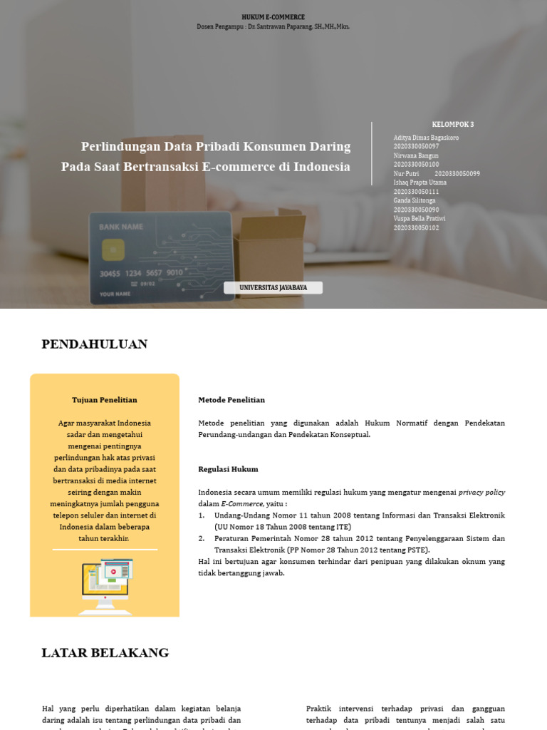 Perlindungan Data Konsumen E-Commerce | PDF