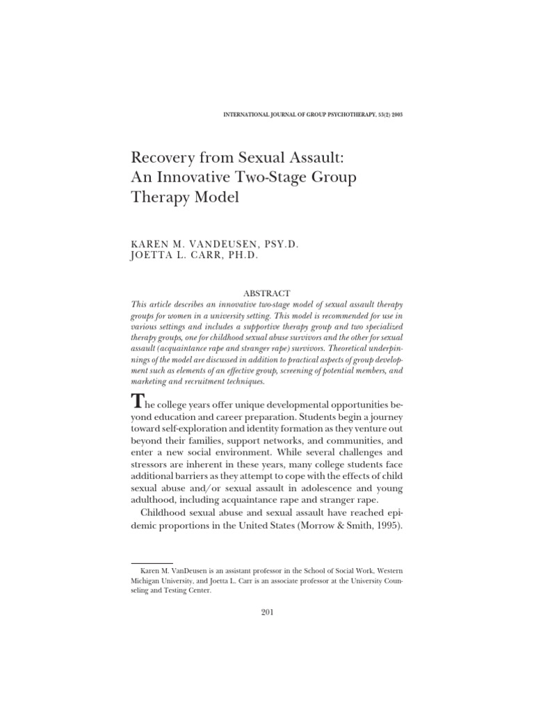 Vandeusen & Carr (2005) Recovery from Sexual Assault - An Innovative ...