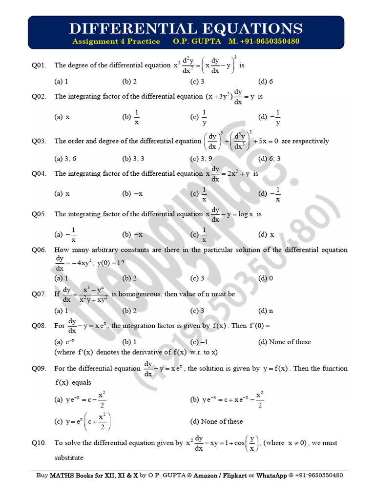 A4P Differential Equations | PDF | Ordinary Differential Equation | Equations