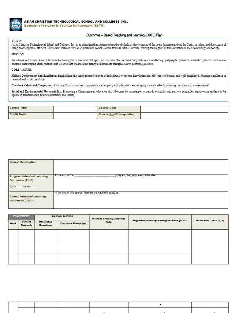 Acts College OBE Template | PDF | Cognition | Learning