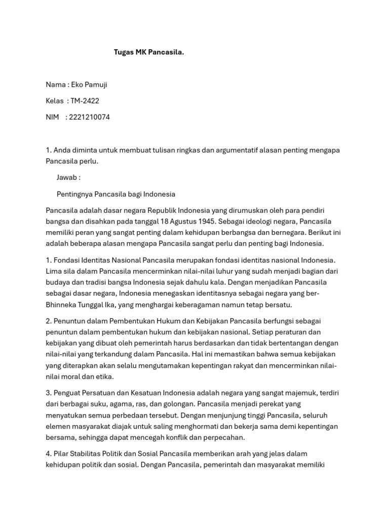 Tugas MK Pancasila | PDF