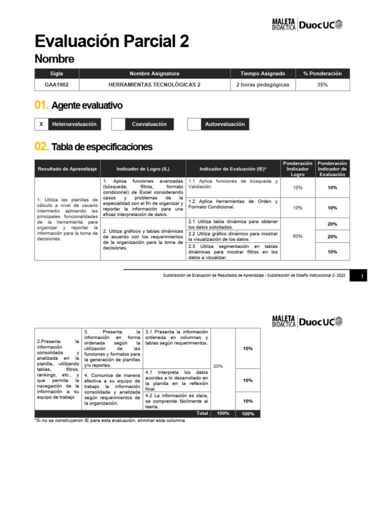 EVALUACIÓN PARCIAL 2 (1) | Descargar gratis PDF | Evaluación | Aprendizaje