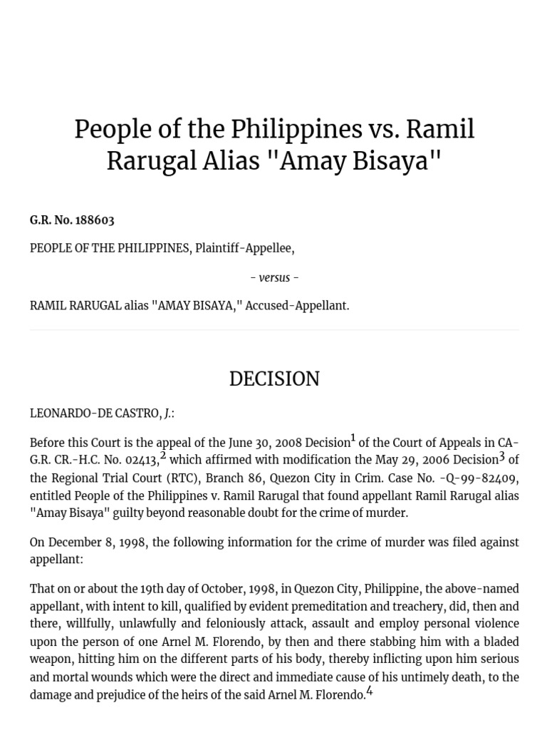 23-People of The Philippines vs. Ramil Rarugal Alias - Amay Bisaya ...
