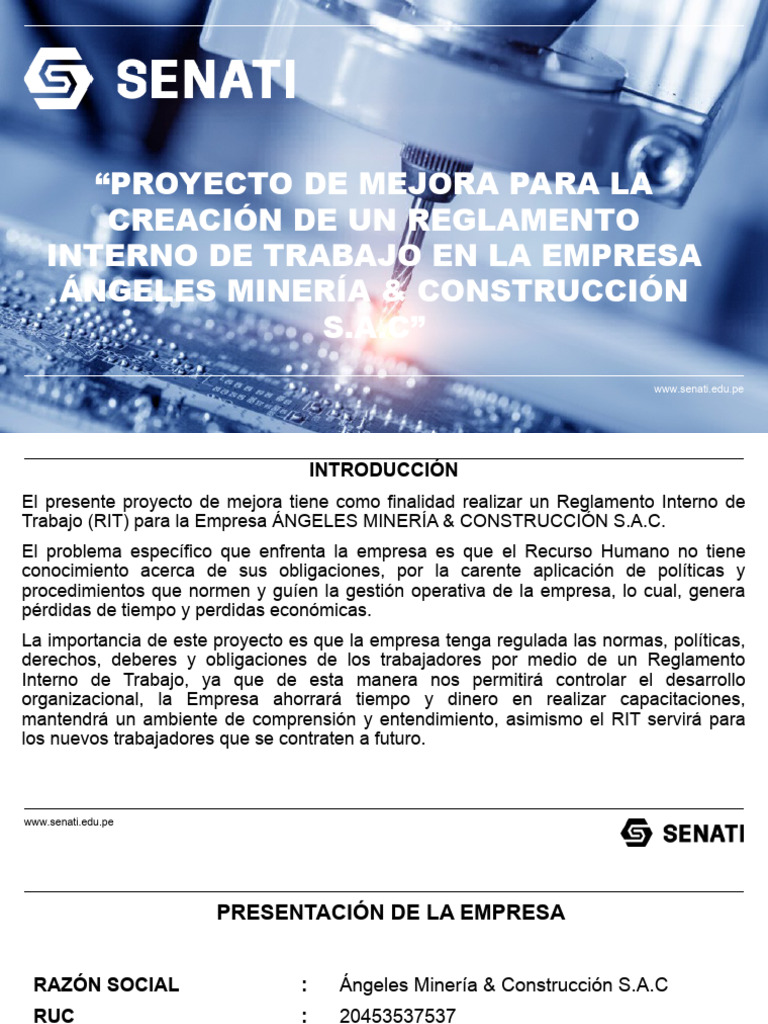 Proyecto de Mejora Ppt1 | PDF | Derecho laboral | Business