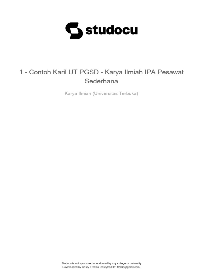 1 Contoh Karil Ut PGSD Karya Ilmiah Ipa Pesawat Sederhana | PDF ...