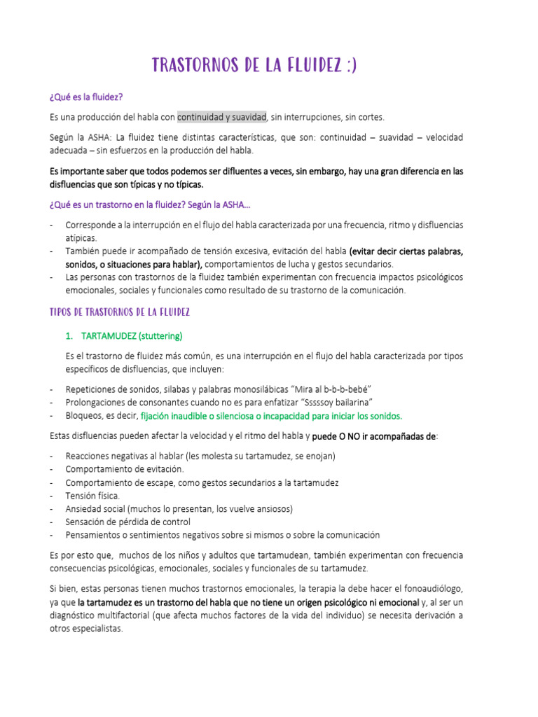TRASTORNOS DE LA FLUIDEZ PDF (2) | Descargar gratis PDF | Tartamudeo | Trastorno mental