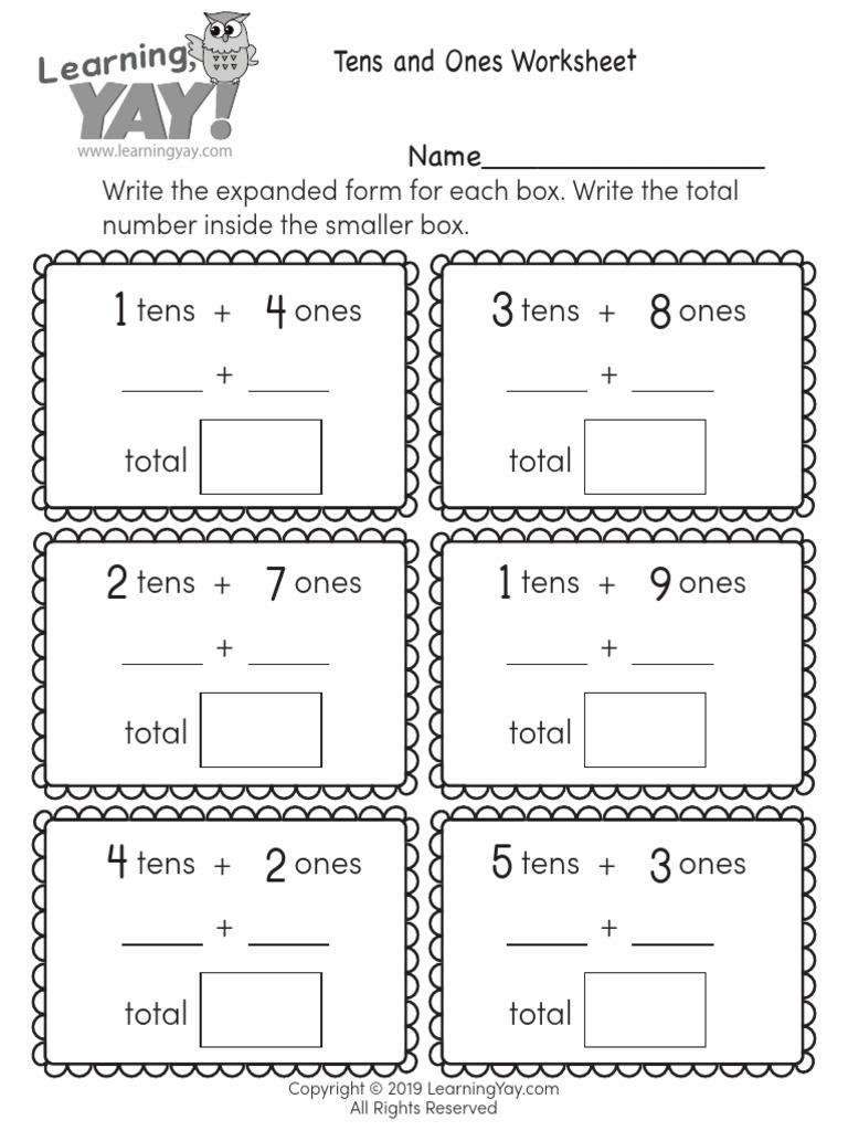 PDF First Grade Math Worksheets Number Sense Place Value Tens and Ones ...