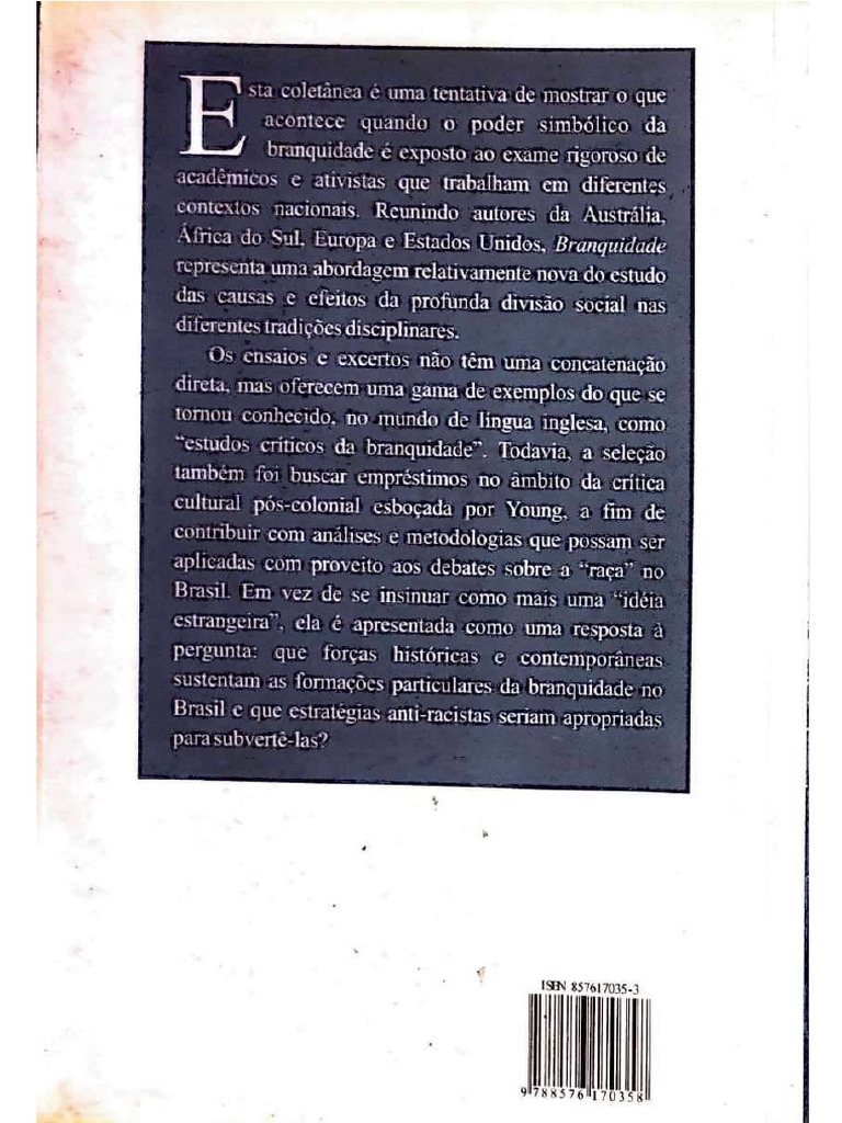 BRANQUIDADE - IDENTIDADE BRANCA E MULTICULTURALISMO - VRON WARE ...