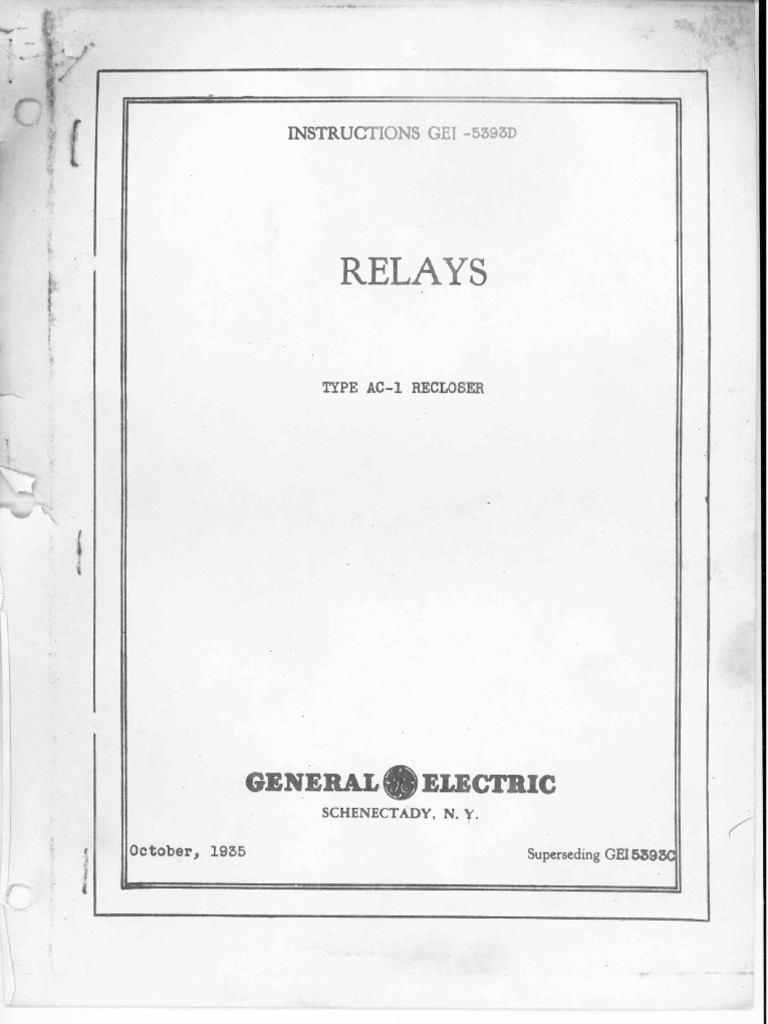 GEI-5393D Relays AC-1 Recloser | PDF