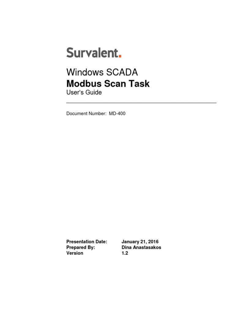 MD-400 Modbus Scan Task User's Guide 1.1 | PDF | Port (Computer Networking) | Ip Address