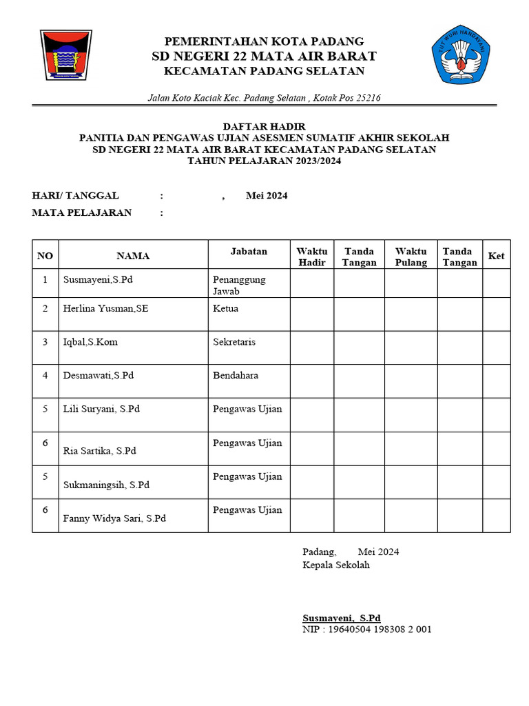 Berkas Panitia Dan Pengawas Uas | PDF