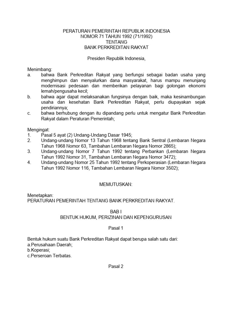 Peraturan BPR | PDF