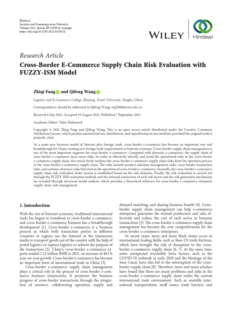 3 - Fang, Z. Q., & Wang, Q. F. (2021) | PDF | E Commerce | Supply Chain